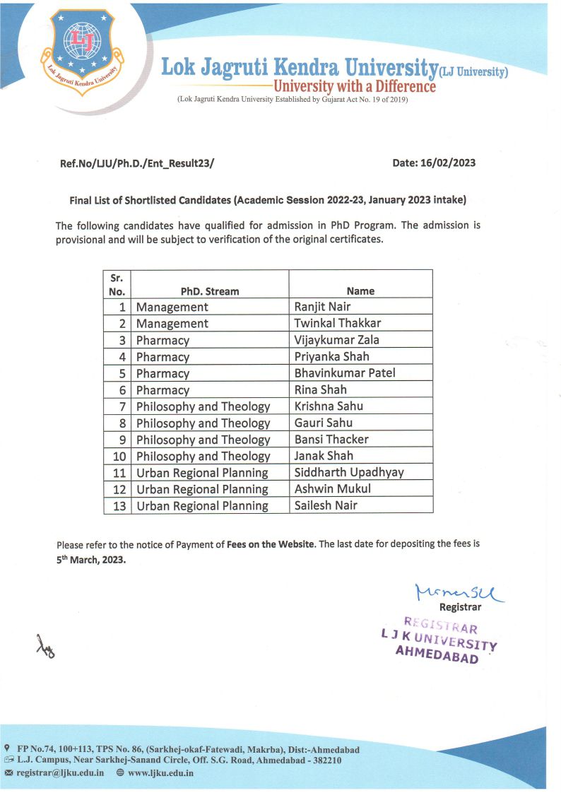 Results | Lok Jagruti University